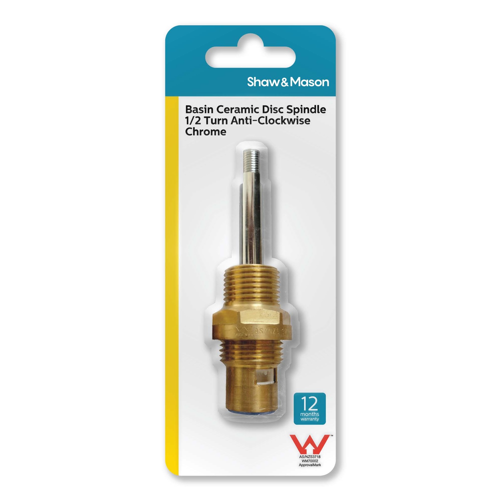 1/2 Turn Anti Clockwise Chrome Plate Ceramic Disc Basin Spindle - Shaw ...