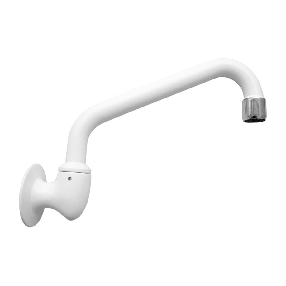 White Swivel Tube Wall Spout 180mm - Shaw & Mason