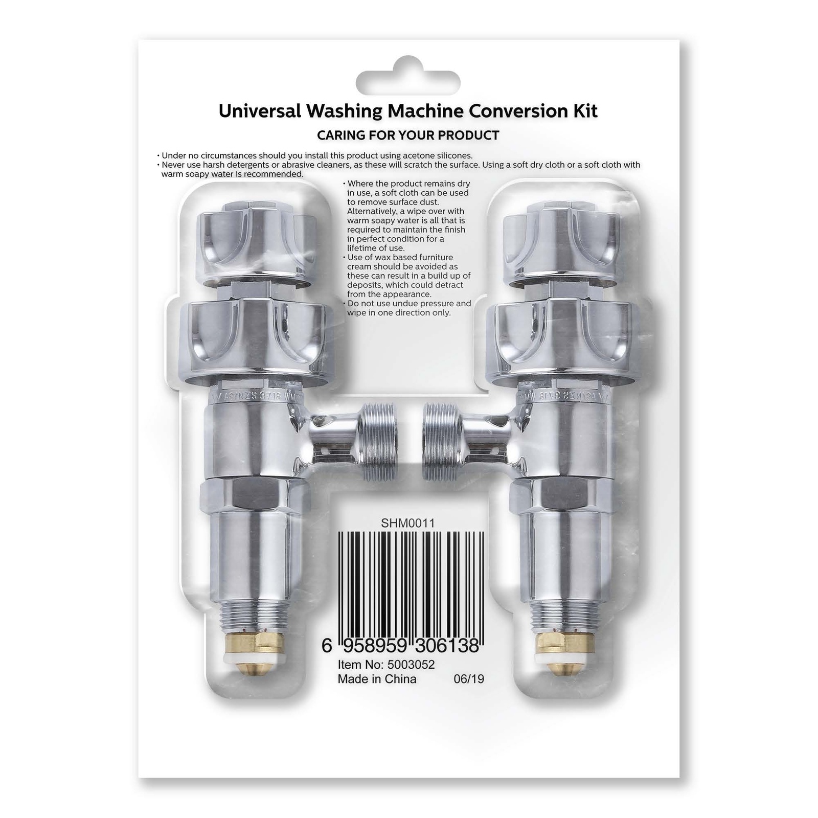 Chrome Universal Washing Machine Conversion Kit - Shaw & Mason